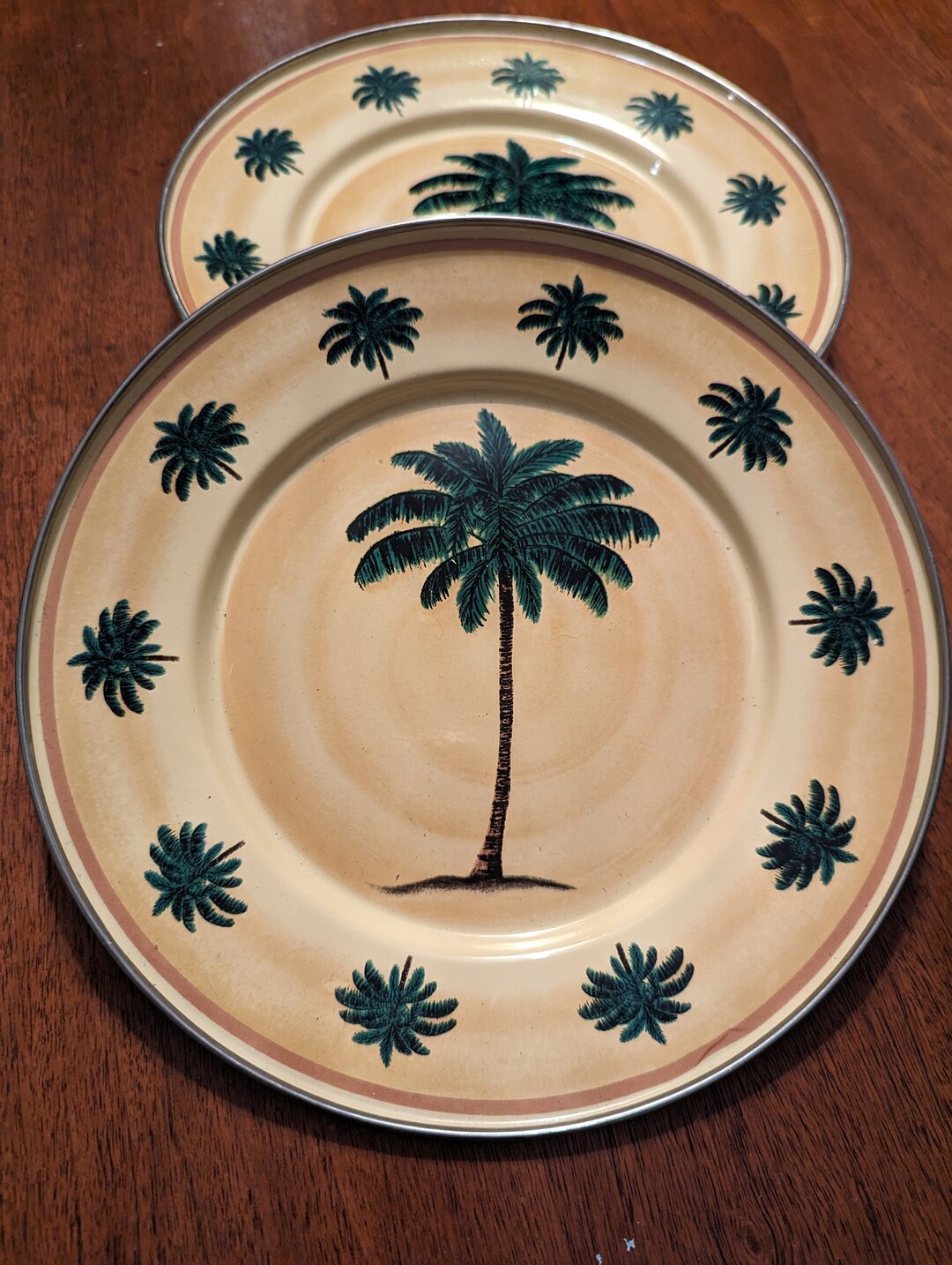 Vintage Enameled Palm Tree Dinnerplate 11 Pristine - Etsy UK