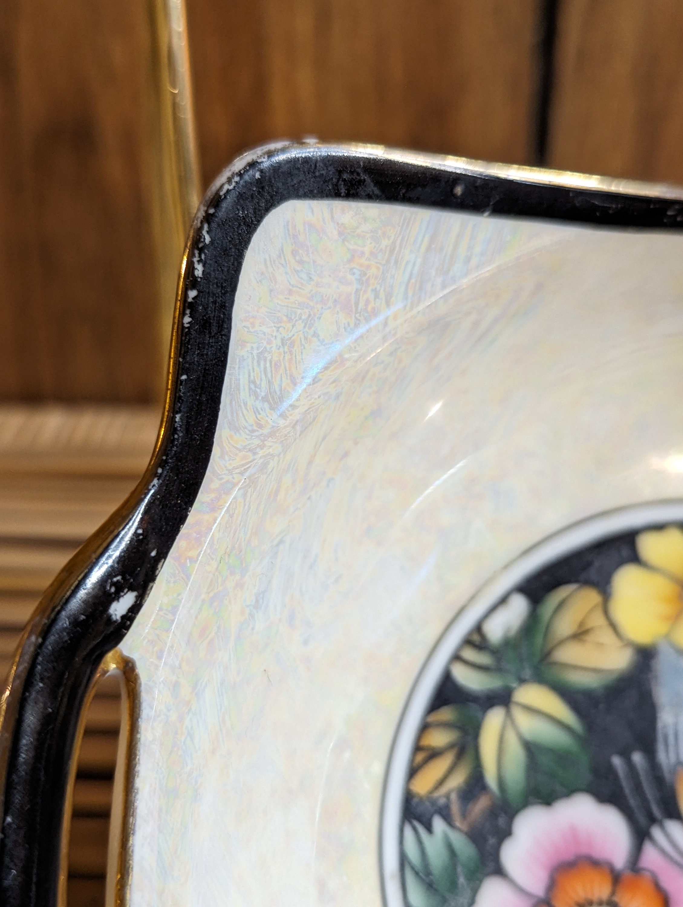 Noritake Blue Lustreware Squared Trinket Dish With Handles Butterfly ...