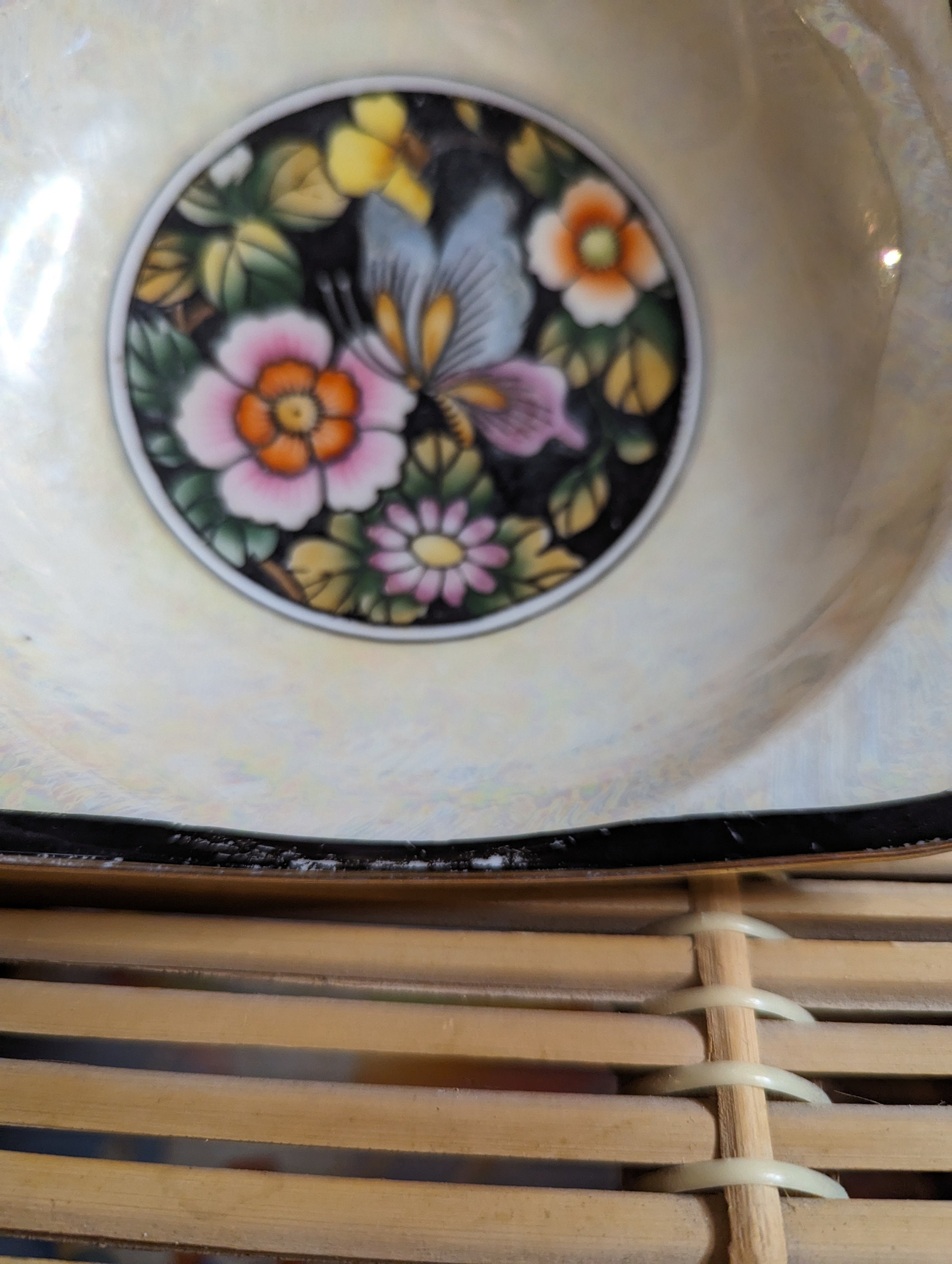 Noritake Blue Lustreware Squared Trinket Dish With Handles Butterfly ...