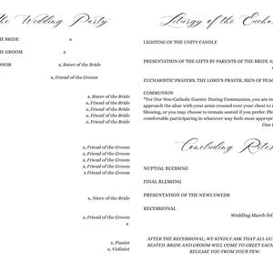 Catholic Wedding Mass Program Template | Editable Order of Service ...