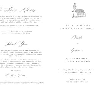 Catholic Wedding Mass Program Template | Editable Order of Service ...