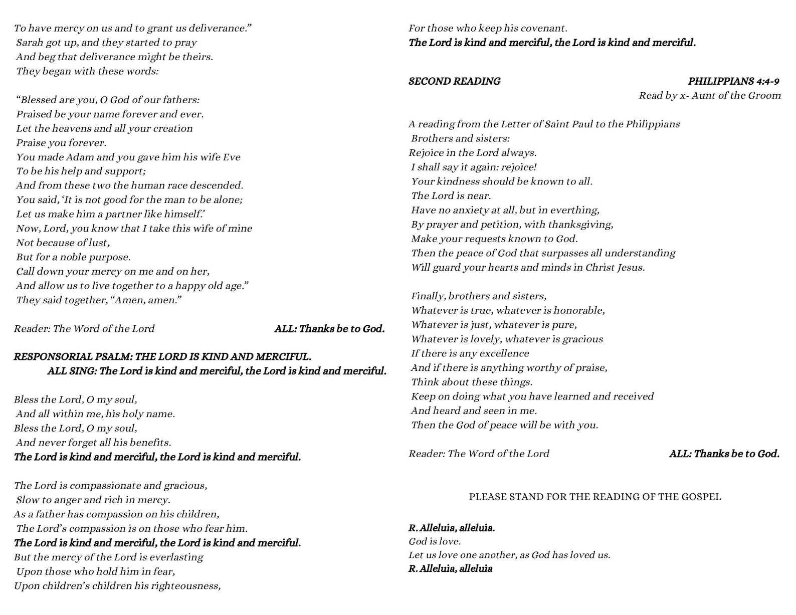 Catholic Wedding Mass Program Template | Editable Order of Service ...