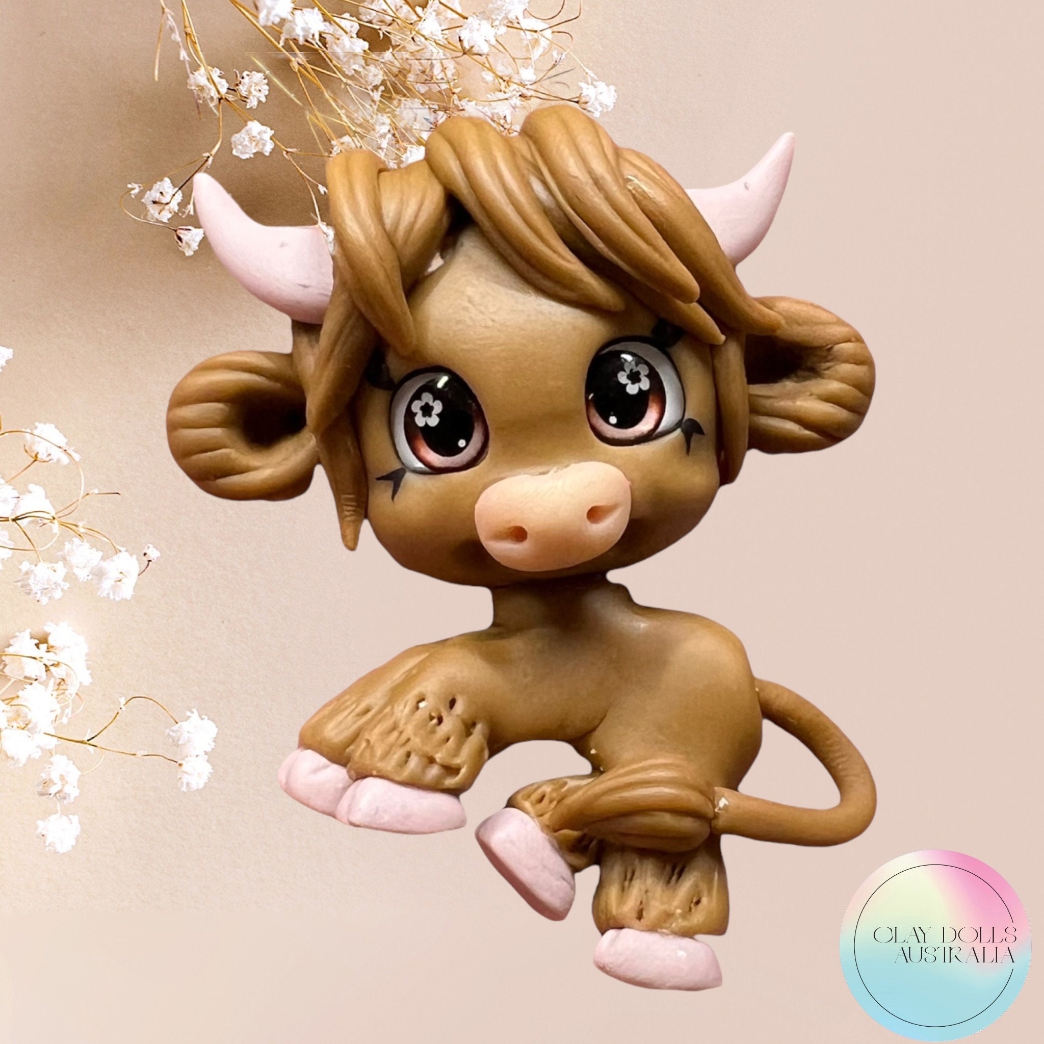 Highland Cow Clay Embellishment - Brown - Etsy