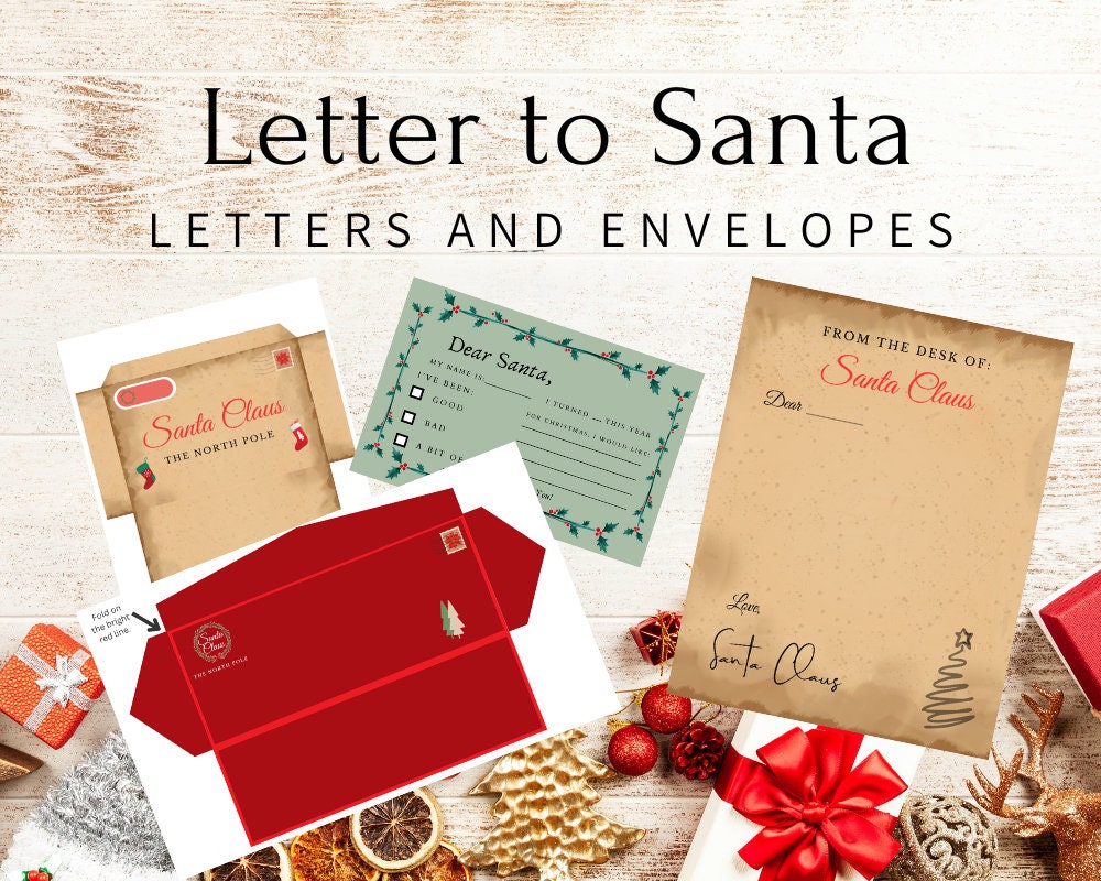 Letter to Santa, Postcard for Santa Claus, Printable Christmas Wish ...