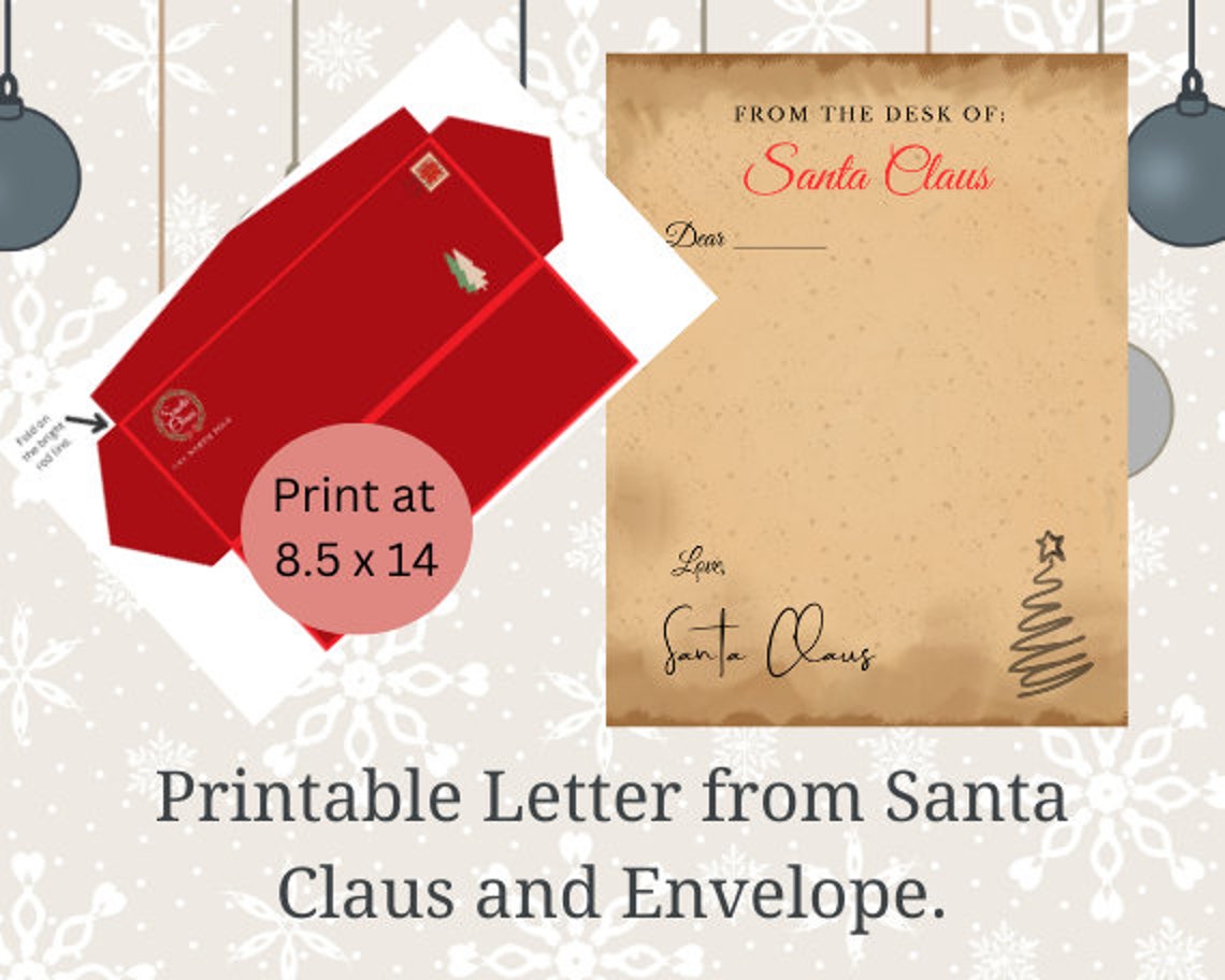 Letter to Santa, Postcard for Santa Claus, Printable Christmas Wish ...