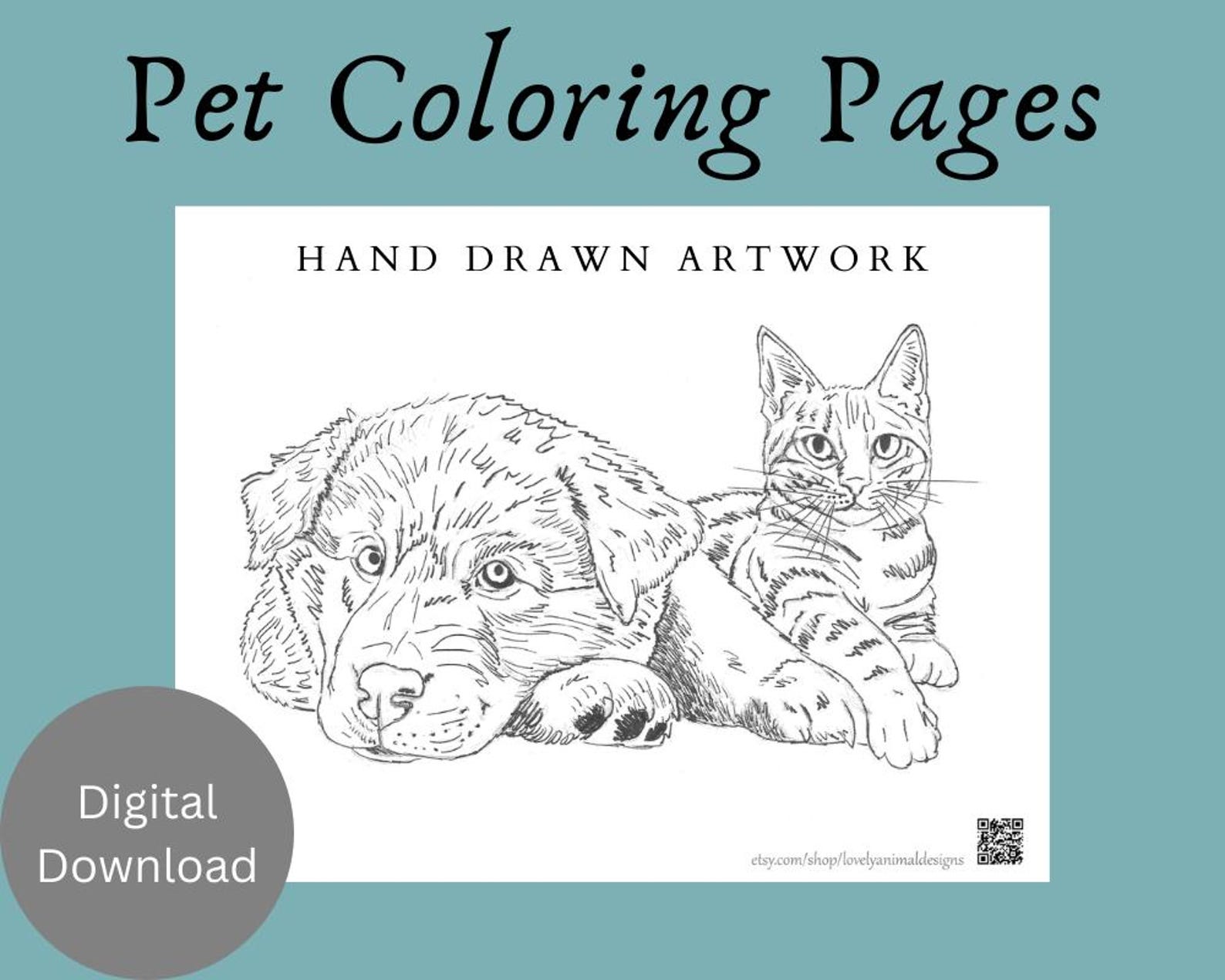 Pet Coloring Pages - Etsy