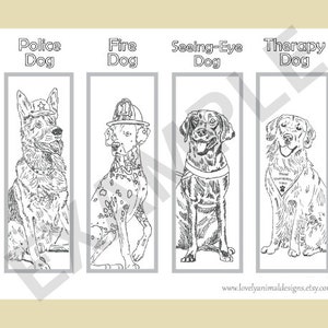 4 Dog Bookmarks, Printable Coloring Bookmarks, for Adults and Kids ...