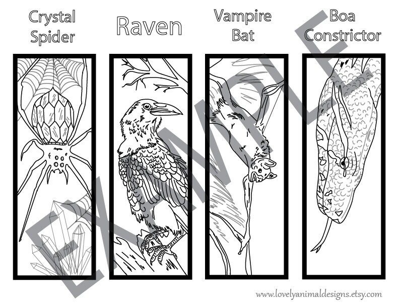 Printable Halloween Bookmarks Coloring Page, Halloween Spider, Raven ...