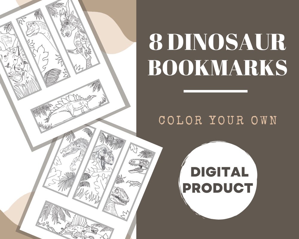 Printable Dinosaur Bookmarks Coloring Bookmarks Dinosaur Coloring ...
