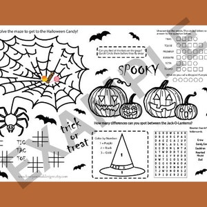 Halloween Activity for Kids, Halloween Coloring Placemat, Printable ...