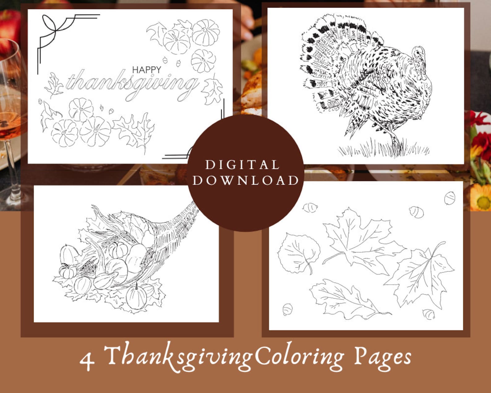 Printable Thanksgiving Coloring Pages, Fall Coloring Pages, Activity ...