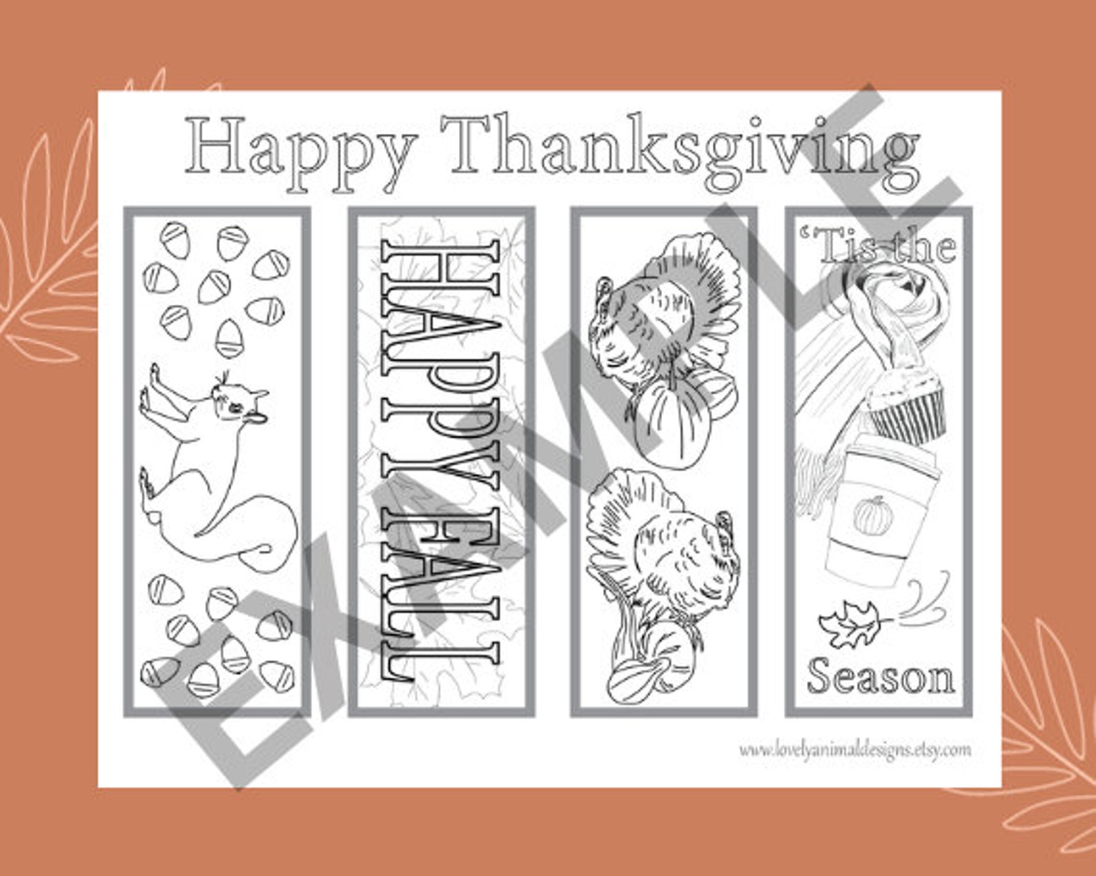 Thanksgiving Coloring Printable Bookmarks, Fall Coloring Page ...