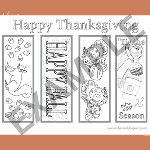 Thanksgiving Coloring Printable Bookmarks, Fall Coloring Page ...