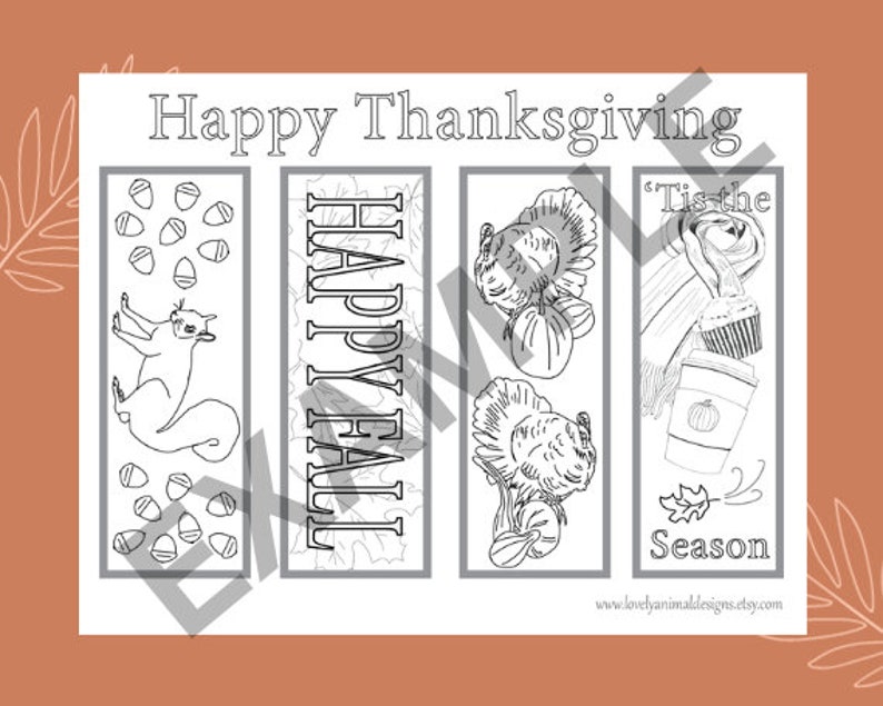 Thanksgiving Coloring Printable Bookmarks, Fall Coloring Page ...