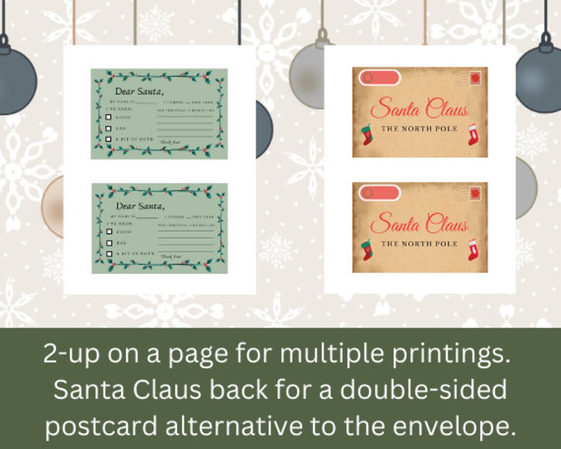 Letter to Santa, Postcard for Santa Claus, Printable Christmas Wish ...