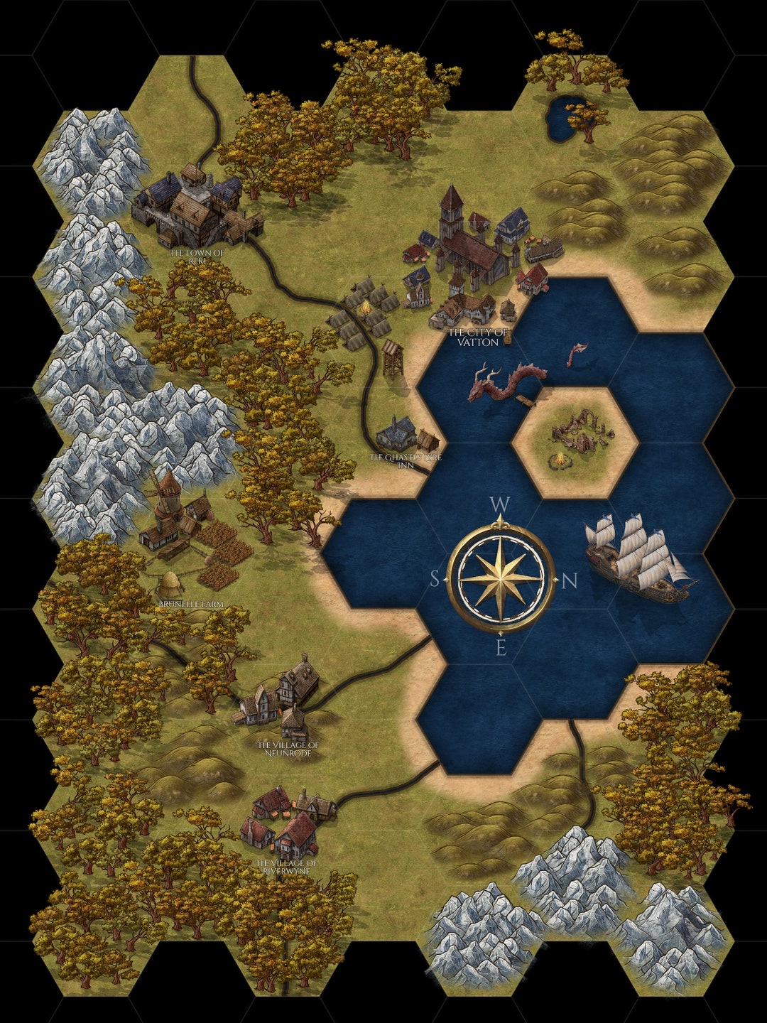 Custom Made 4K Fantasy Hex Region Map - Etsy