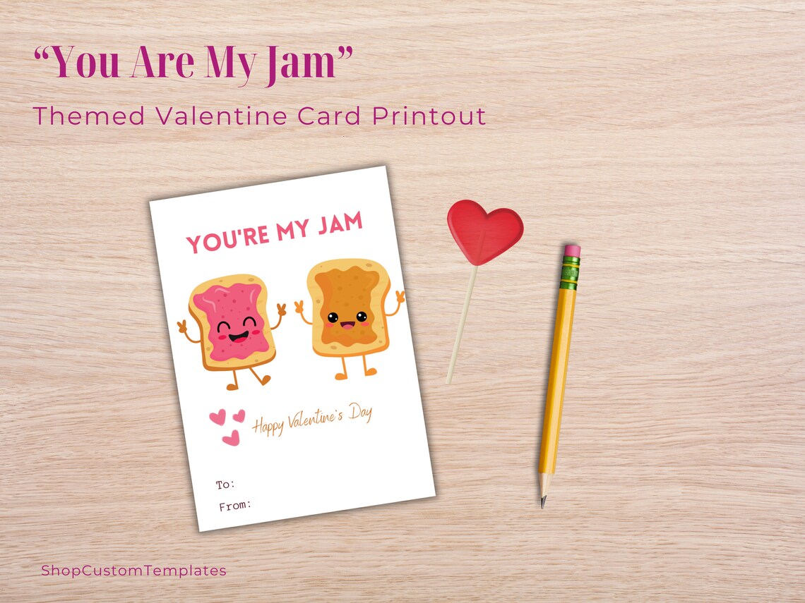 Printable Valentines Cards Food Themed Valentines Classroom Valentines ...