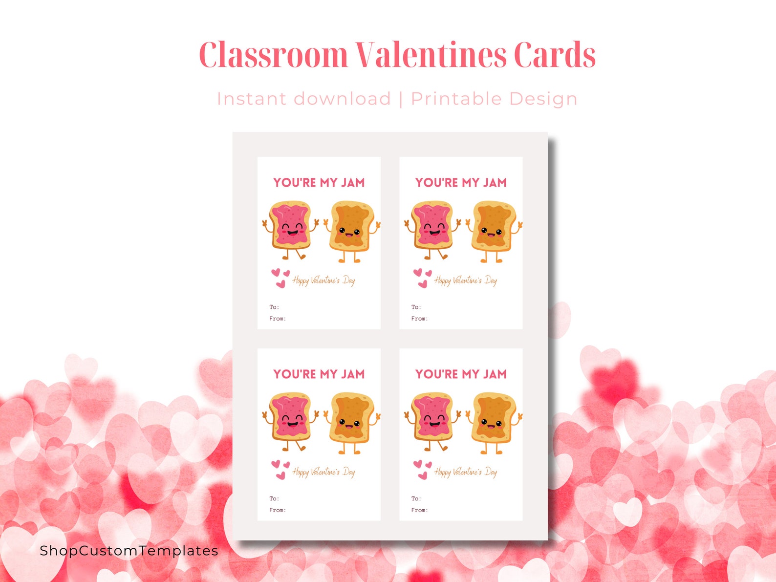 Printable Valentines Cards Food Themed Valentines Classroom Valentines ...