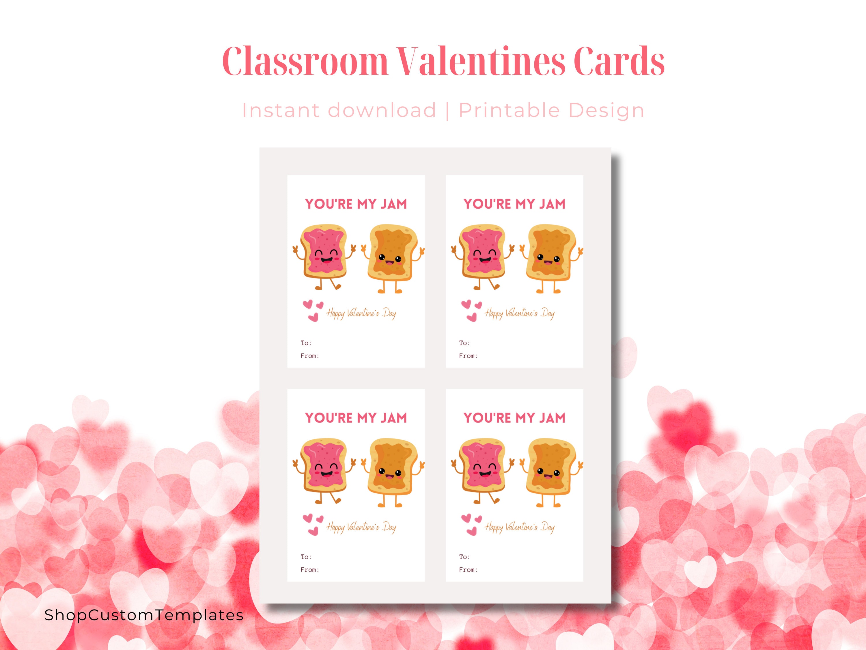 Printable Valentines Cards Food Themed Valentines Classroom Valentines ...