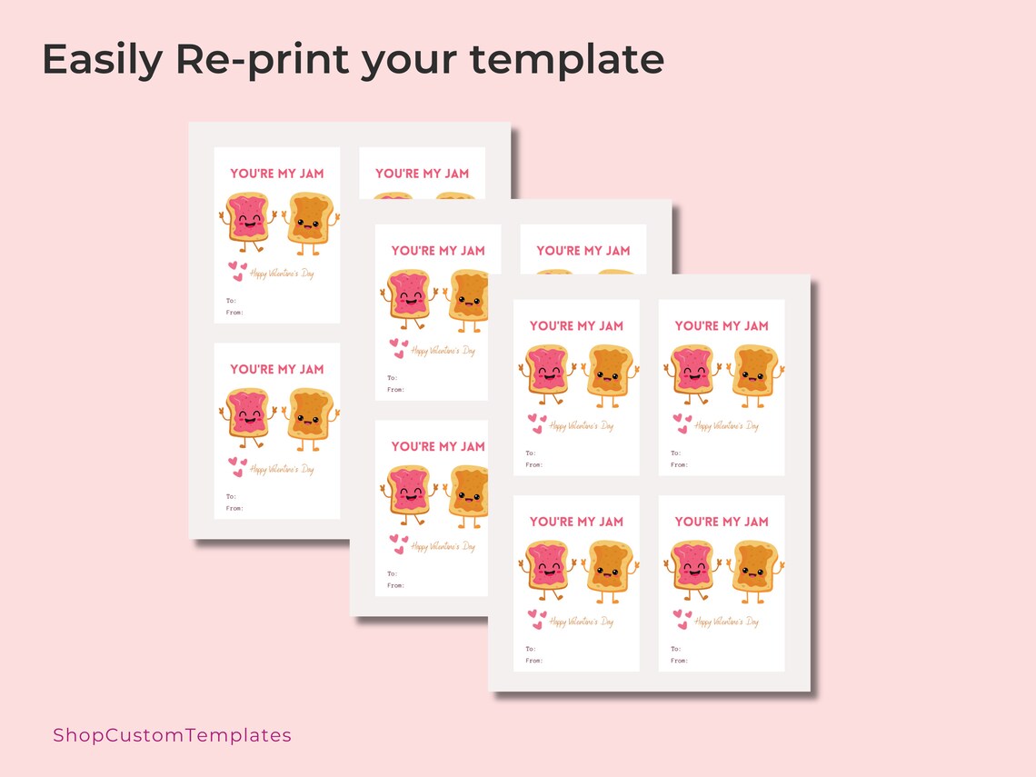 Printable Valentines Cards Food Themed Valentines Classroom Valentines ...