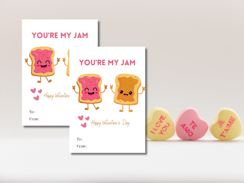 Printable Valentines Cards Food Themed Valentines Classroom Valentines ...