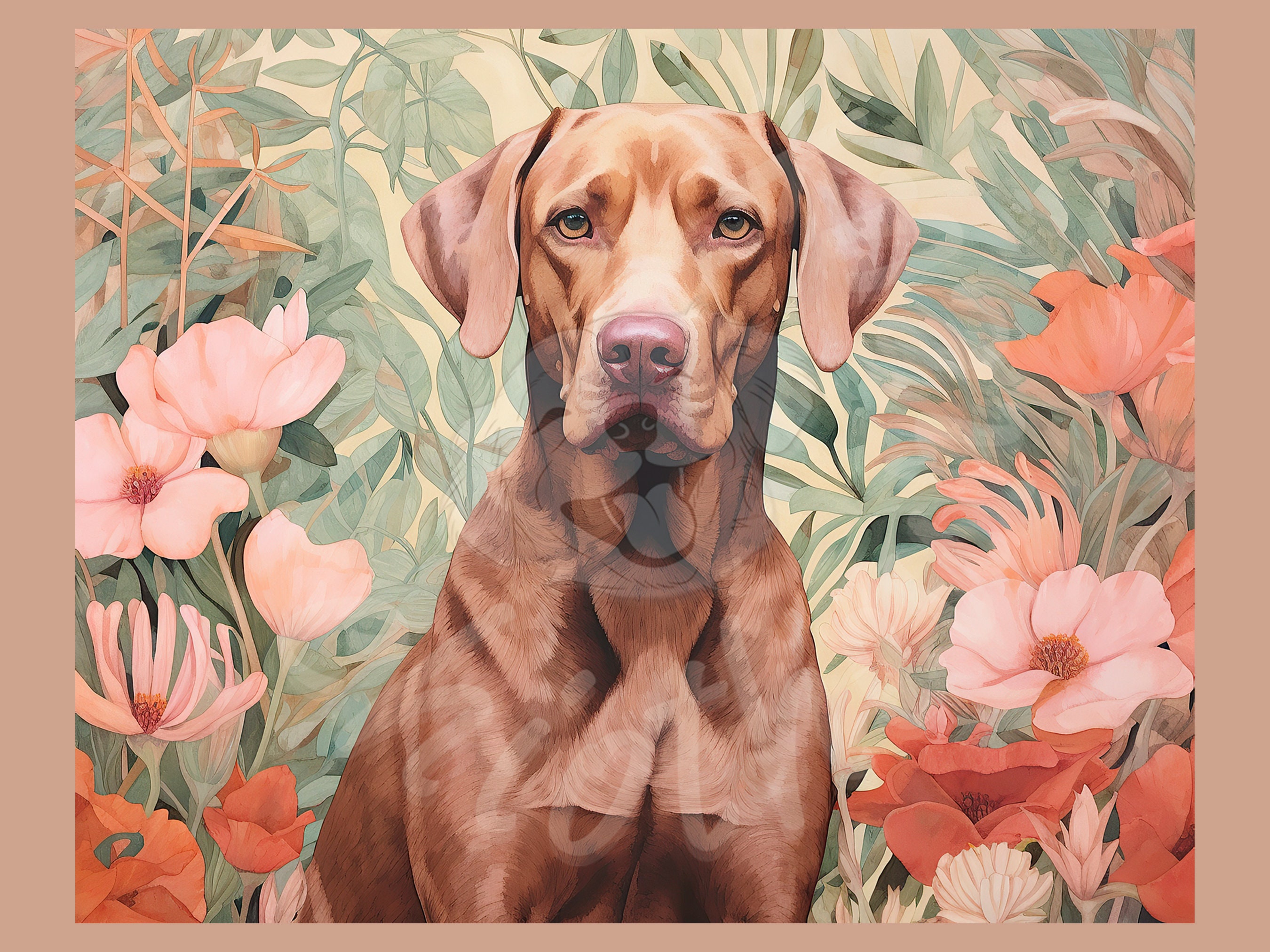 LABRADOR RETRIEVER ILLUSTRATION Unframed Chocolate Lab Drawing Wall ...