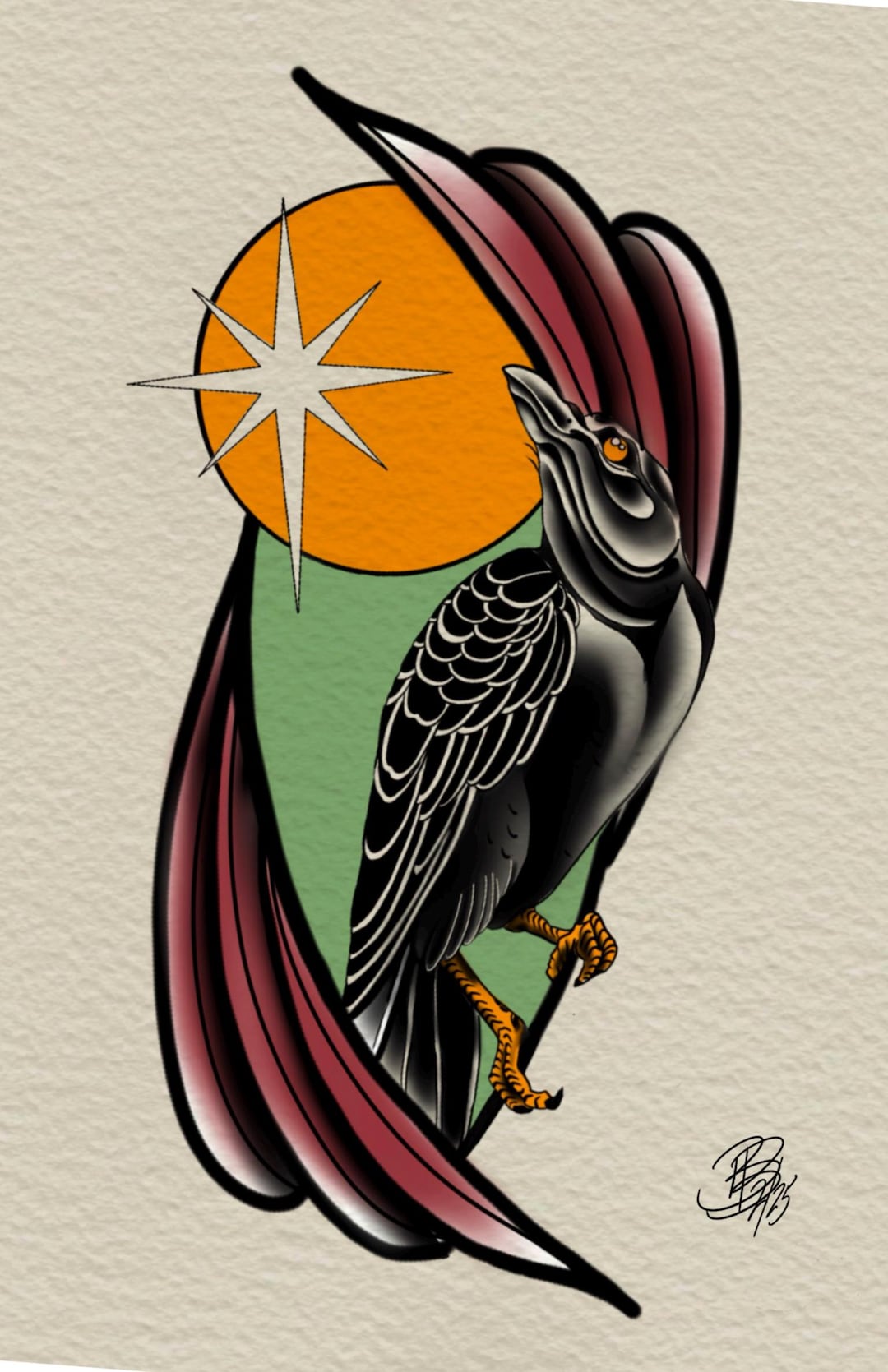 Framed 11”x17” Neotraditional Crow by Brittanytattoome-high Quality ...