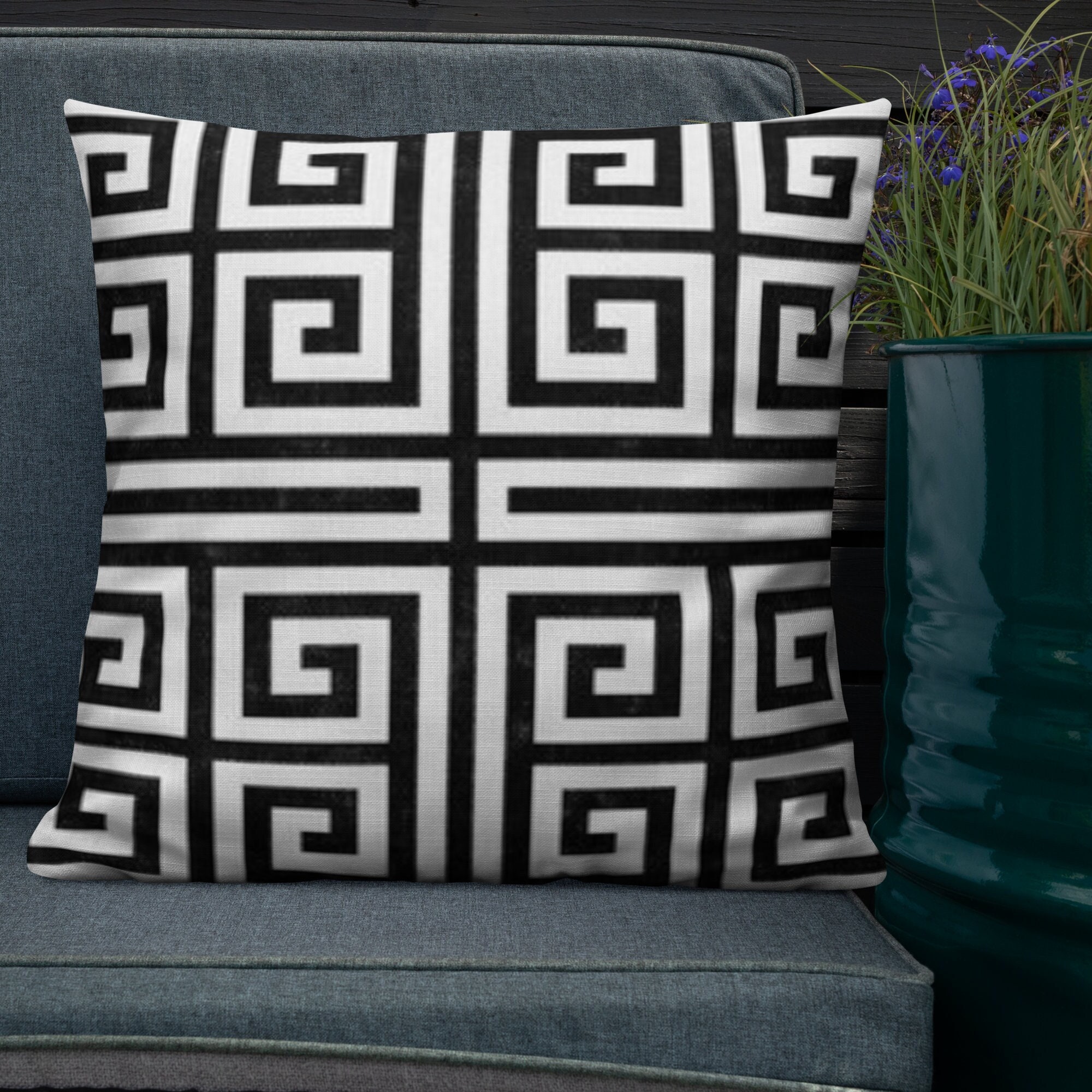 Large Greek Key Pillow - Etsy
