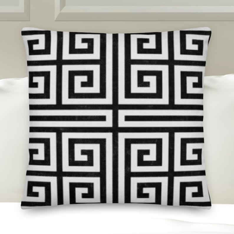 Large Greek Key Pillow - Etsy