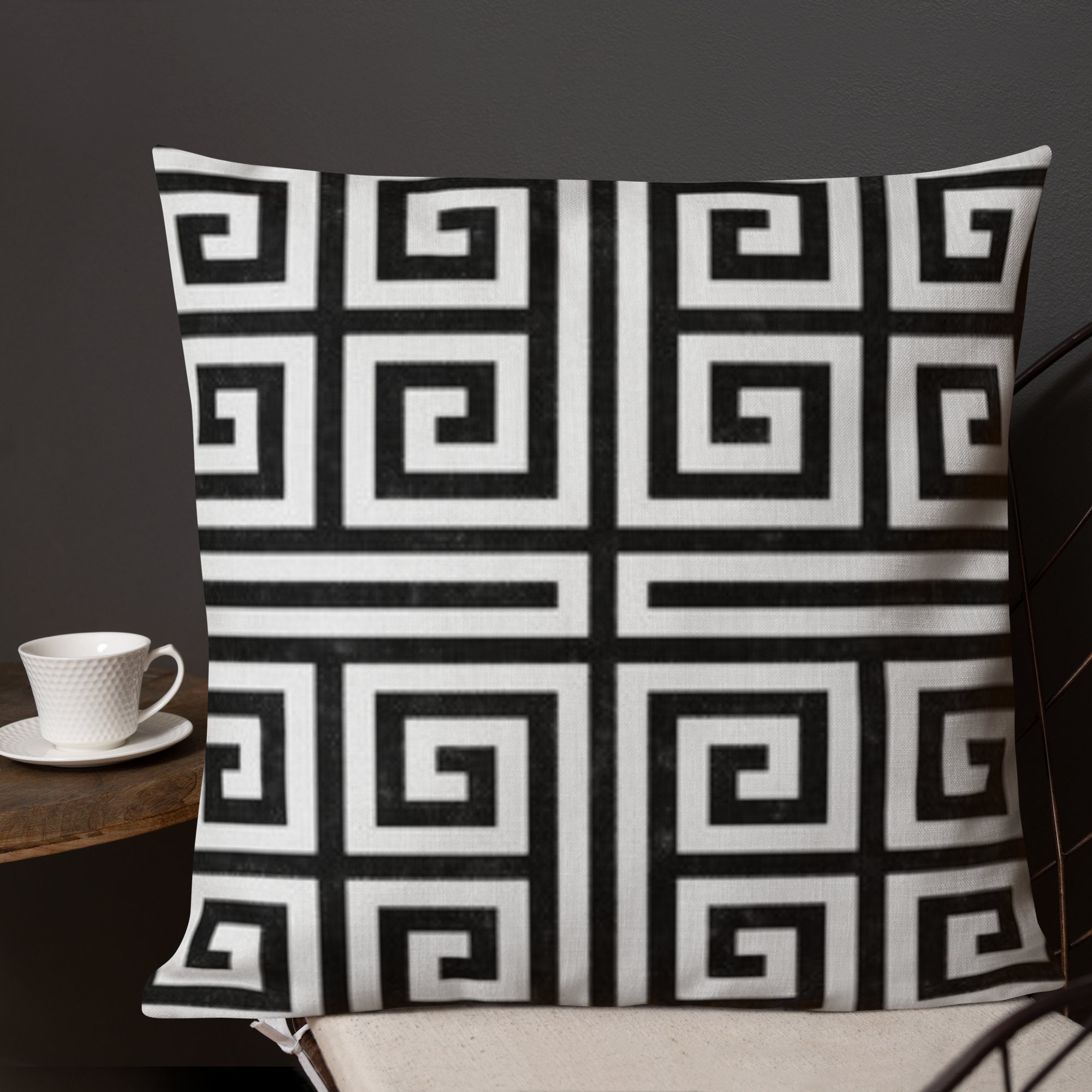 Large Greek Key Pillow - Etsy