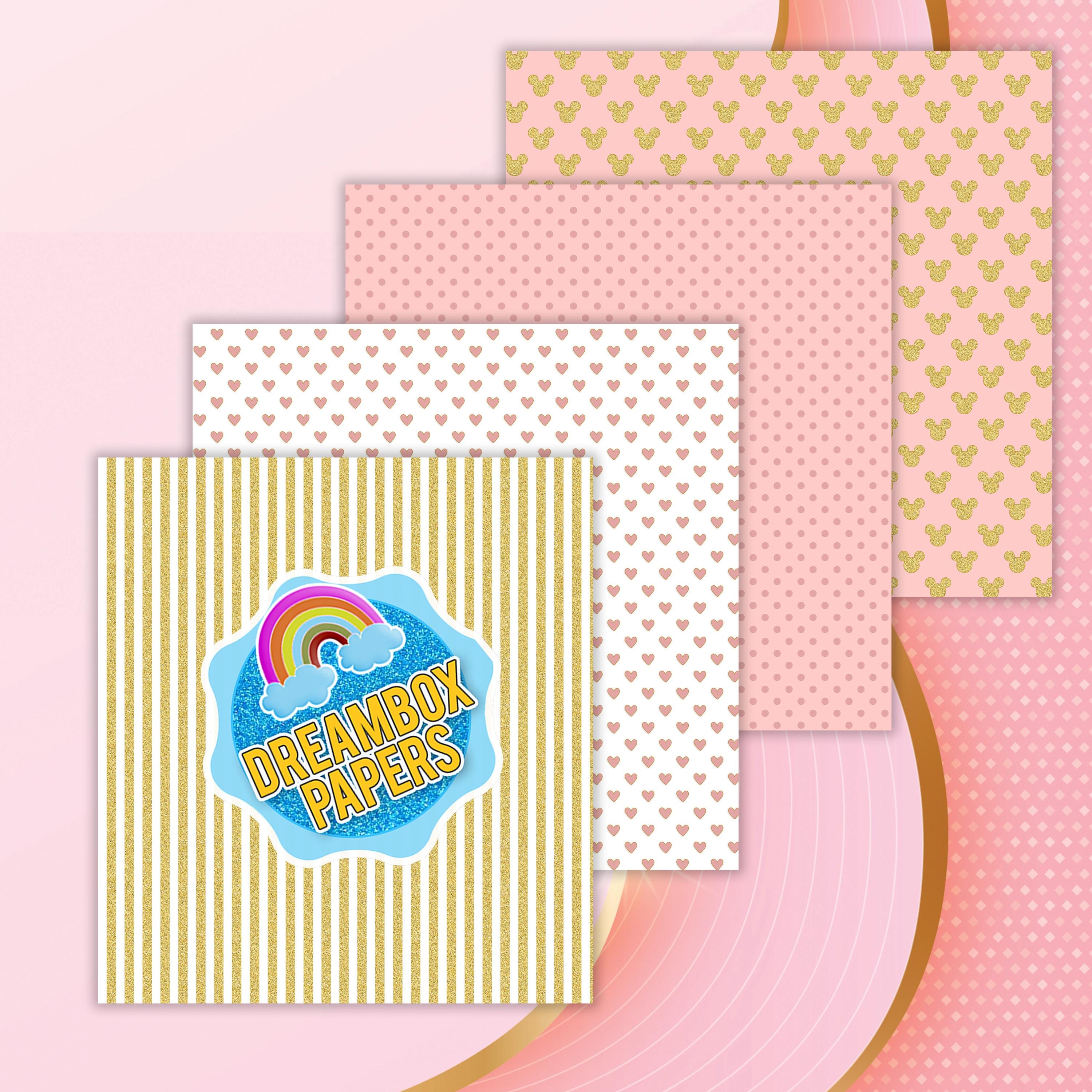 Minnie Mouse Delicate Pink and Gold Digital Paper Pack, Textures for ...