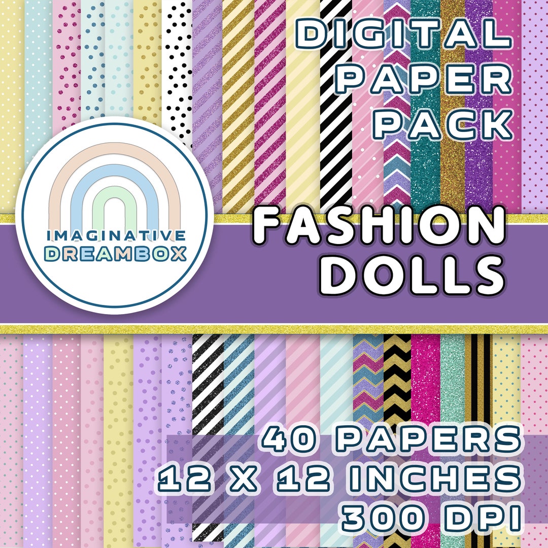 Cute Fashion Surprise Doll Girls Digital Paper Pack, Textures for ...