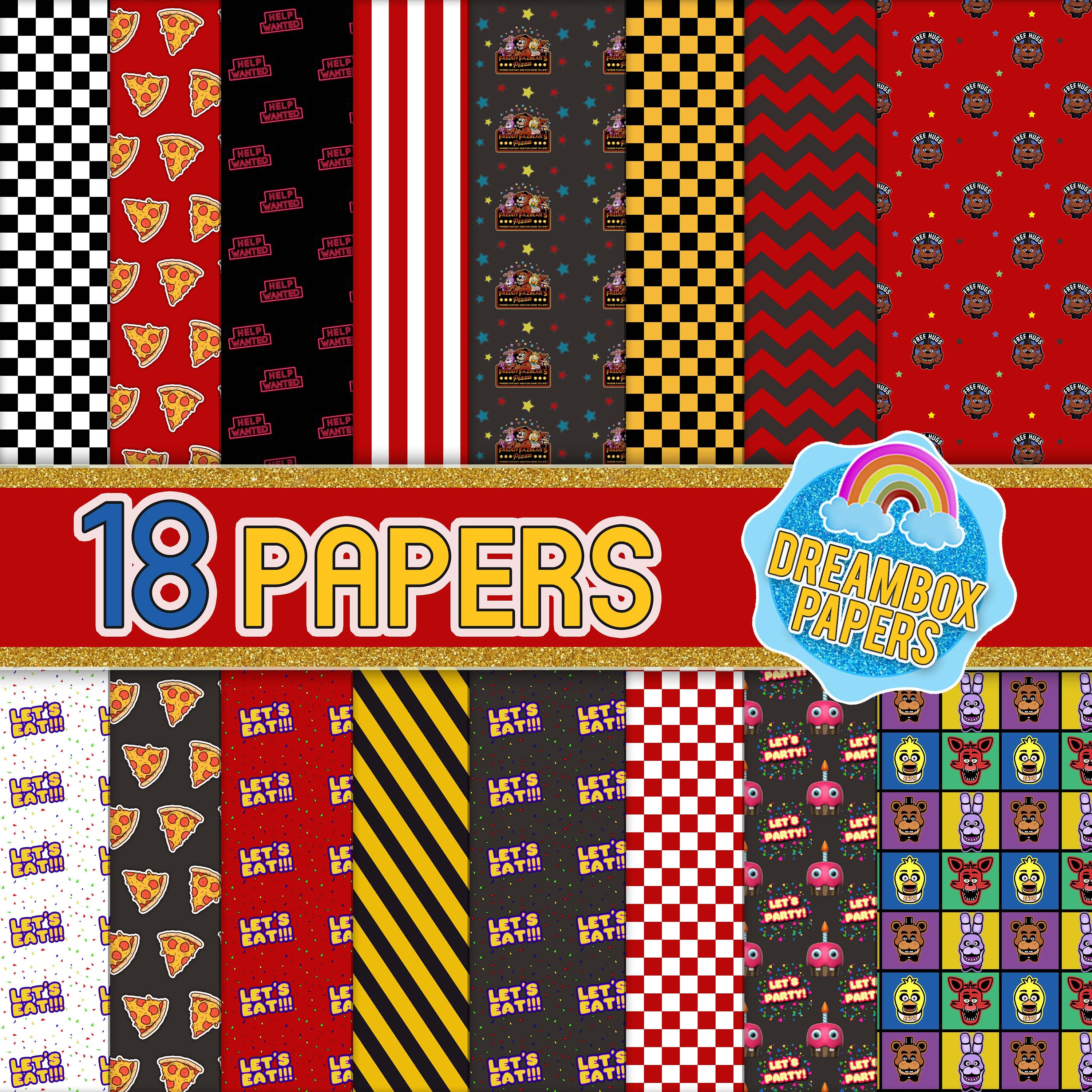 FNAF, Five Nights at Freddy's Digital Papers,textures for Invitations ...