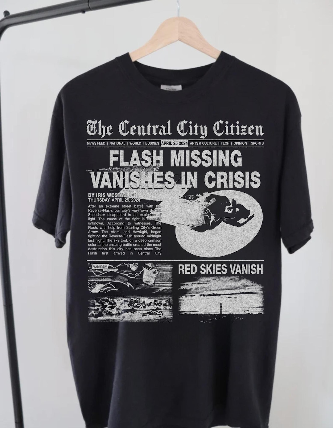 The Flash Shirt, Flash Missing Vanishes in Crisis, the Flash Comic Book ...