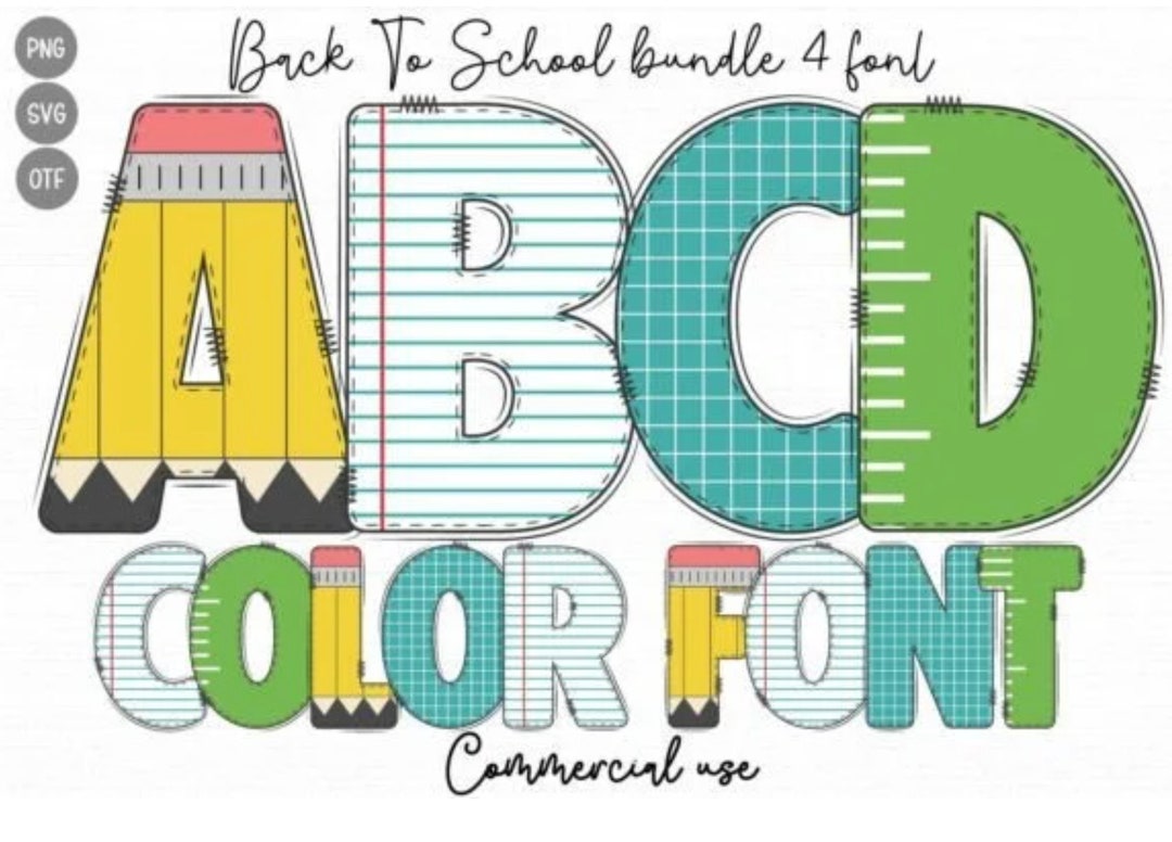 Back to School Doodle, Back to School Font PNG| SVG| OTF - Etsy