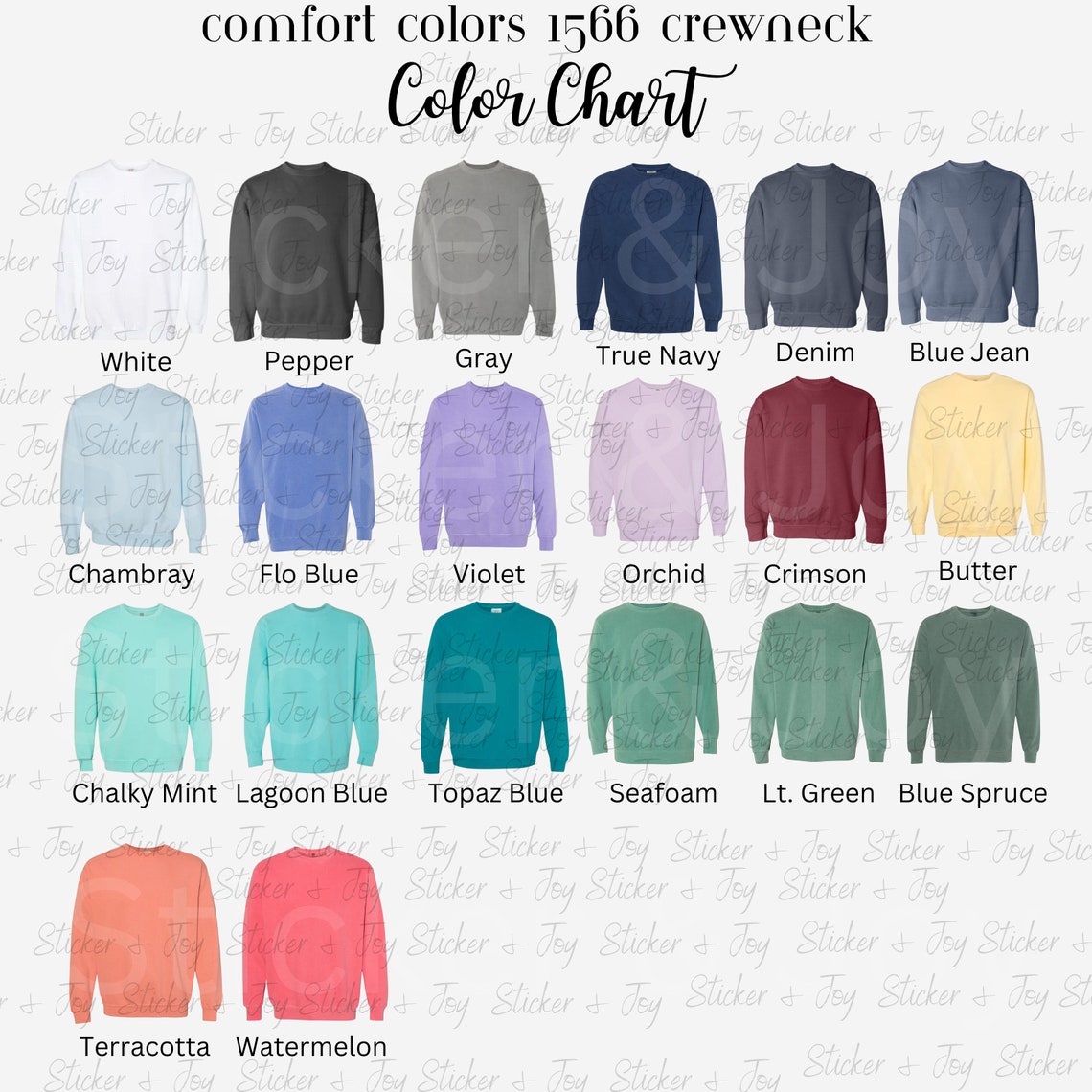 Comfort Colors 1566 Color Chart comfort Colors Brand Crewneck ...