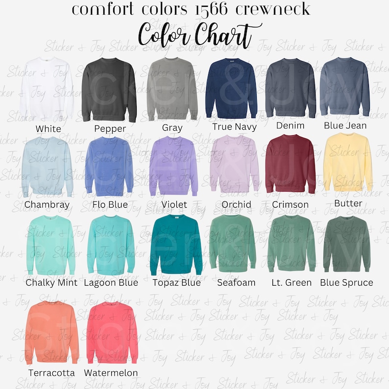 Comfort Colors 1566 Color Chart comfort Colors Brand Crewneck ...