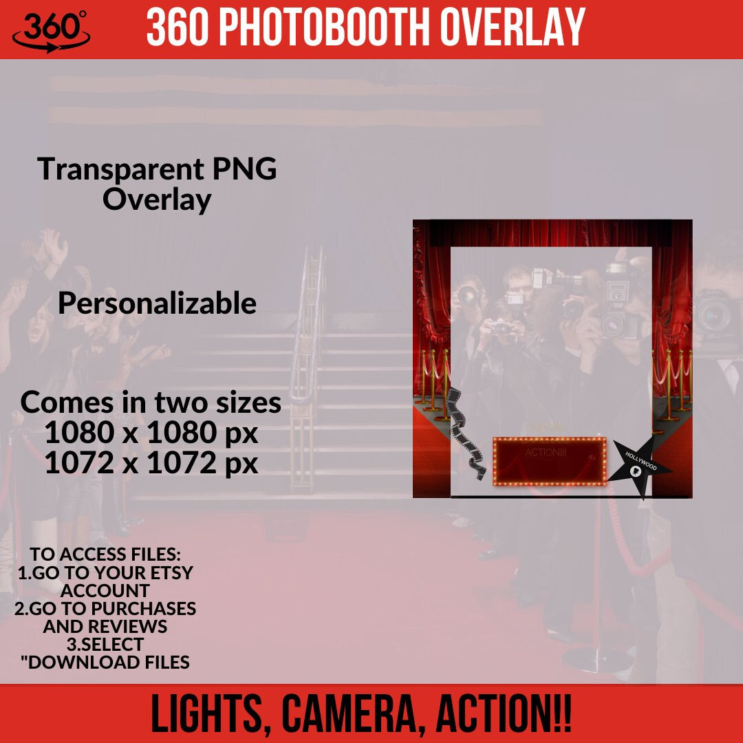 Red Carpet Event Photo Booth Overlay Lights Camera Action - Etsy