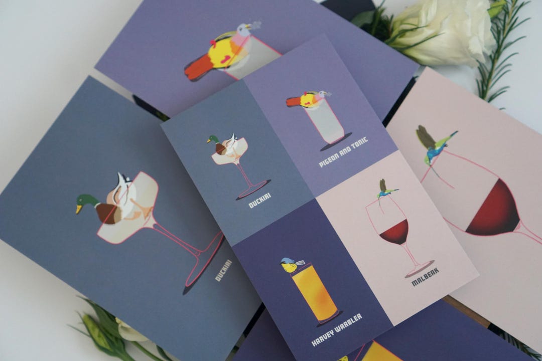 Bird Cocktails Postcard Pack B, Set of 5, Gift Under 20, Birds ...