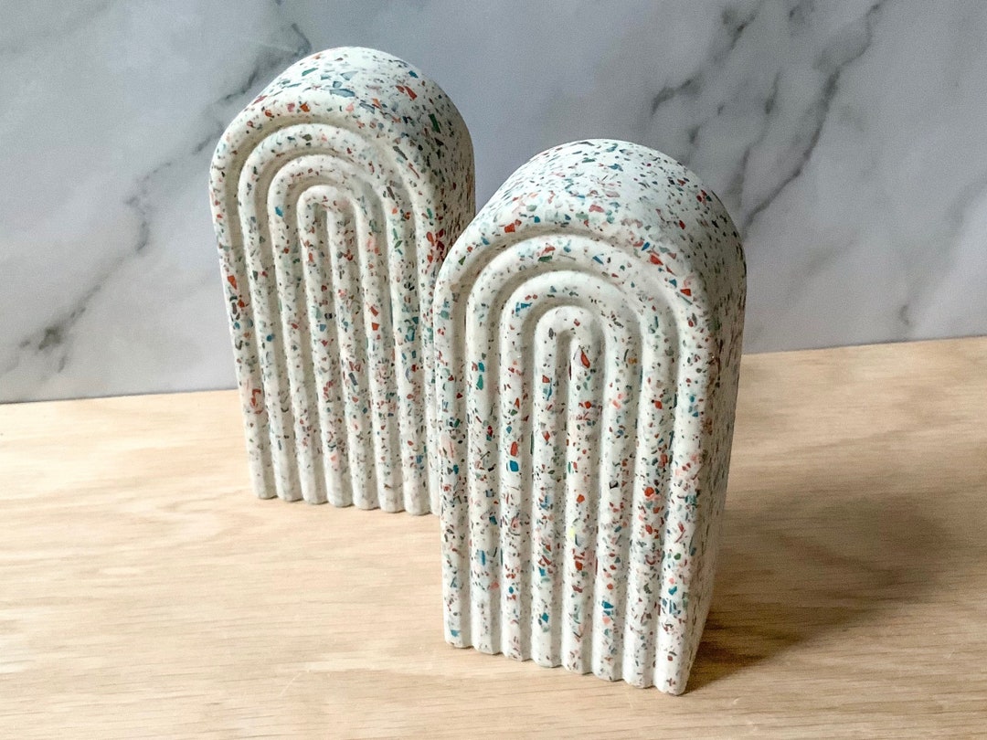 Modern Terrazzo Arch Bookend Set for Home and Office Decor - Etsy