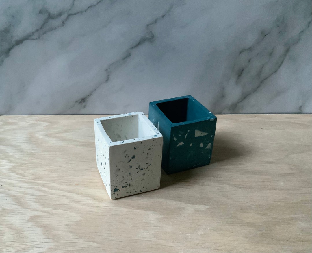 Terrazzo Square Organization Cup Concrete Storage Pot - Etsy