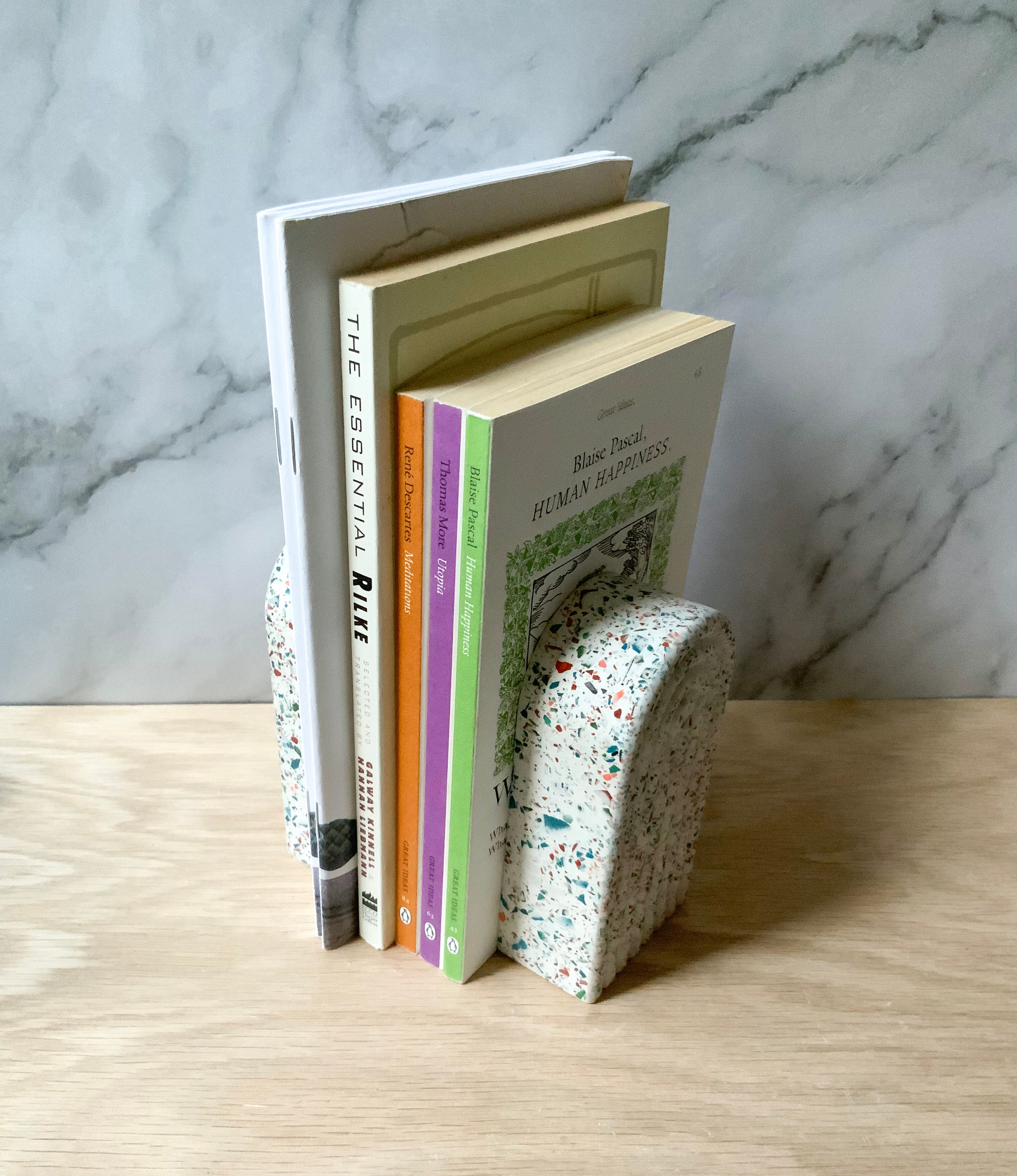 Modern Terrazzo Arch Bookend Set - Industrial Concrete Minimal Office ...
