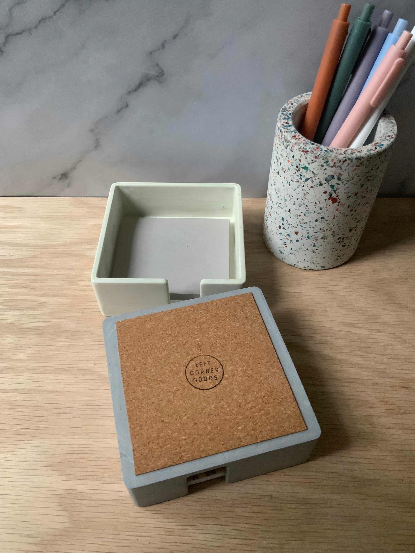 Post-it Note Holder Desk Organizer- Industrial Concrete Modern Minimal ...