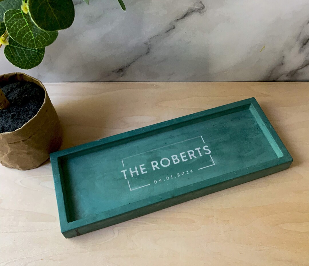 Personalized Monogram Cement Tray: Custom Engraved Valet for Bathroom ...