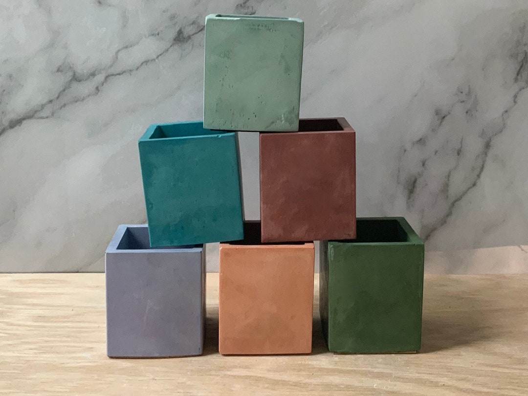 Vibrant Mini Cement Container: Versatile Desk - Home Organizer for ...