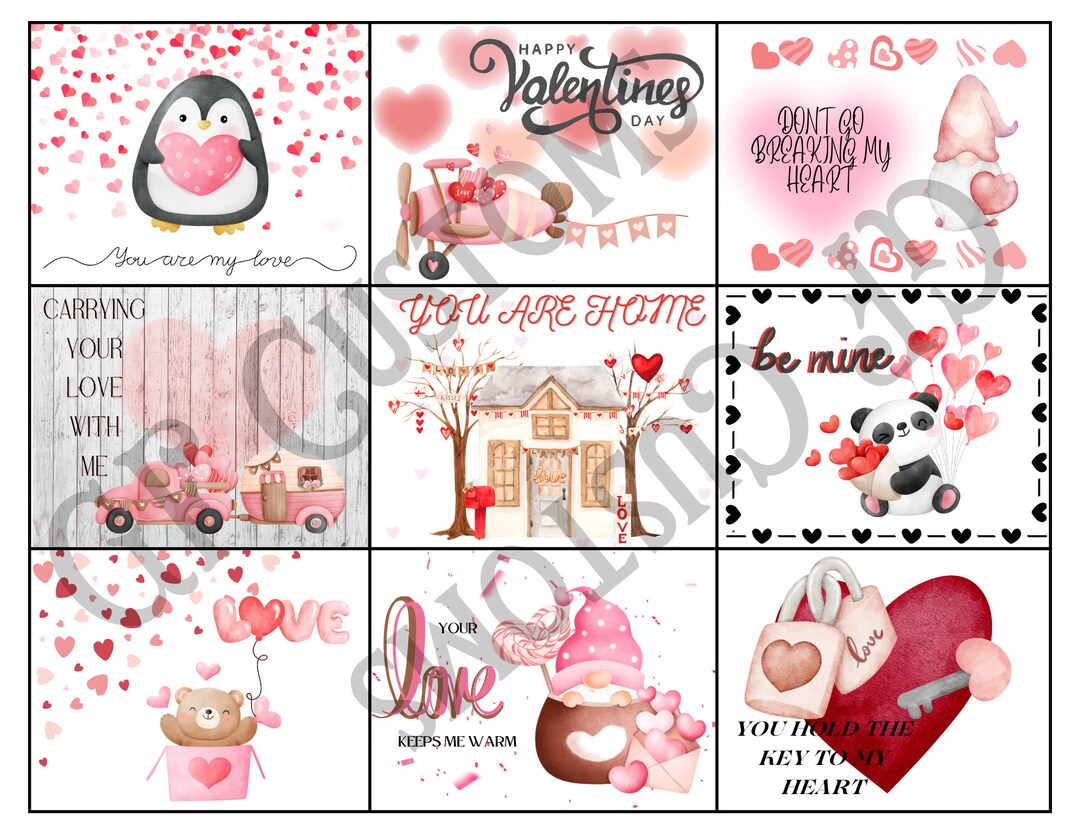 Digital Download-printable-cute Valentines Cards - Etsy