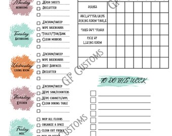 Digital Weekly Cleaning Schedule - Etsy
