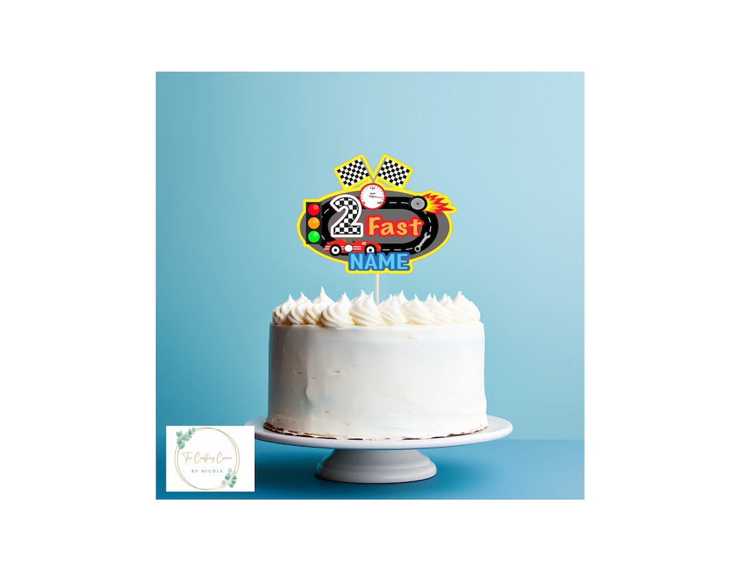 Cake Topper Two Fast With Traffic Lights, Baby, 2nd Birthday, Race Car ...