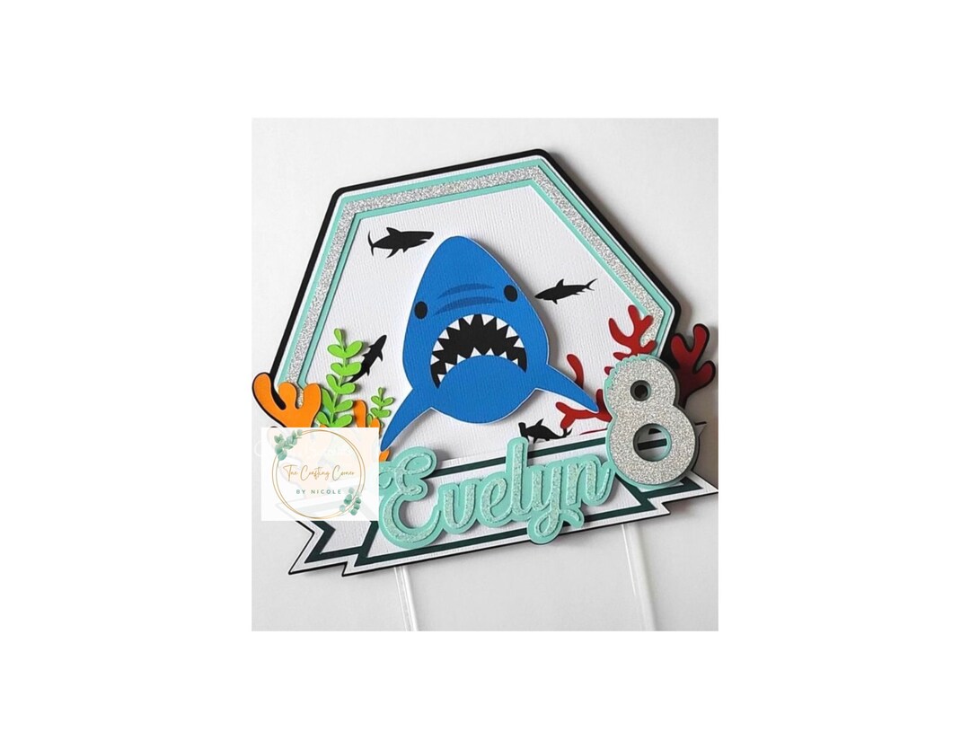 Shark, Underwater Cake Topper, Customizable, Party Supplies, Birthday ...