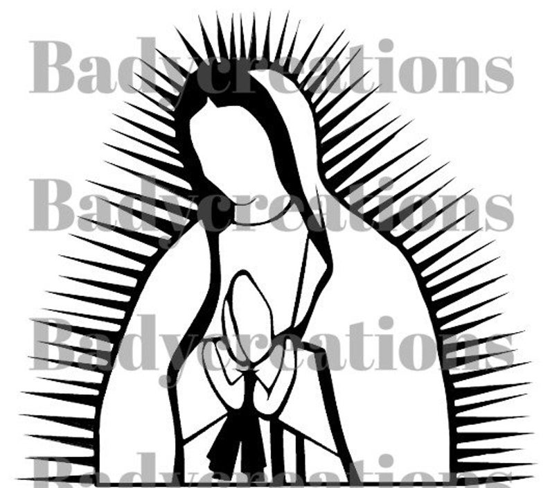 Virgin Mary Outline Virgen De Guadalupe Svg, Png, Jpg Art - Etsy